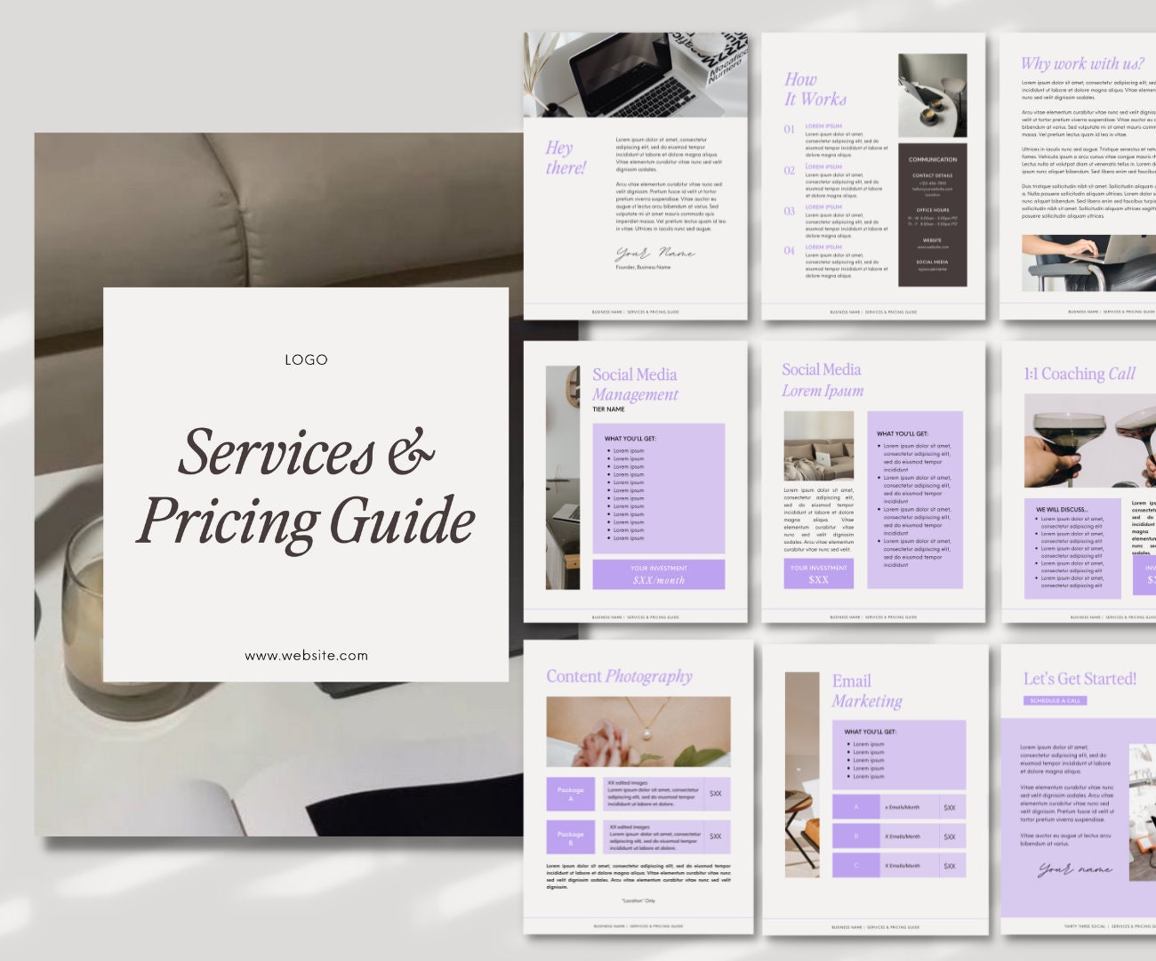 Services and Pricing Guide Template, Social Media Manager, Price List ...
