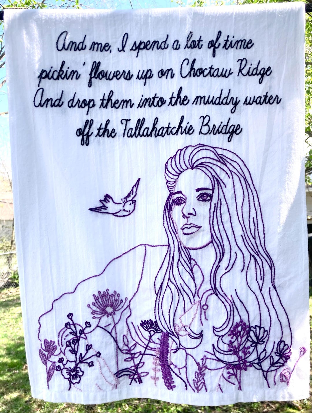 Bobbie Gentry Hand Embroidery Tea Towel Tapestry - Etsy