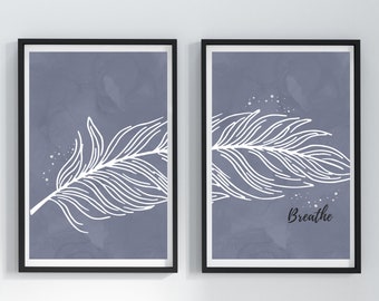 Digital Download - "breathe" Feather Graphic - Etsy