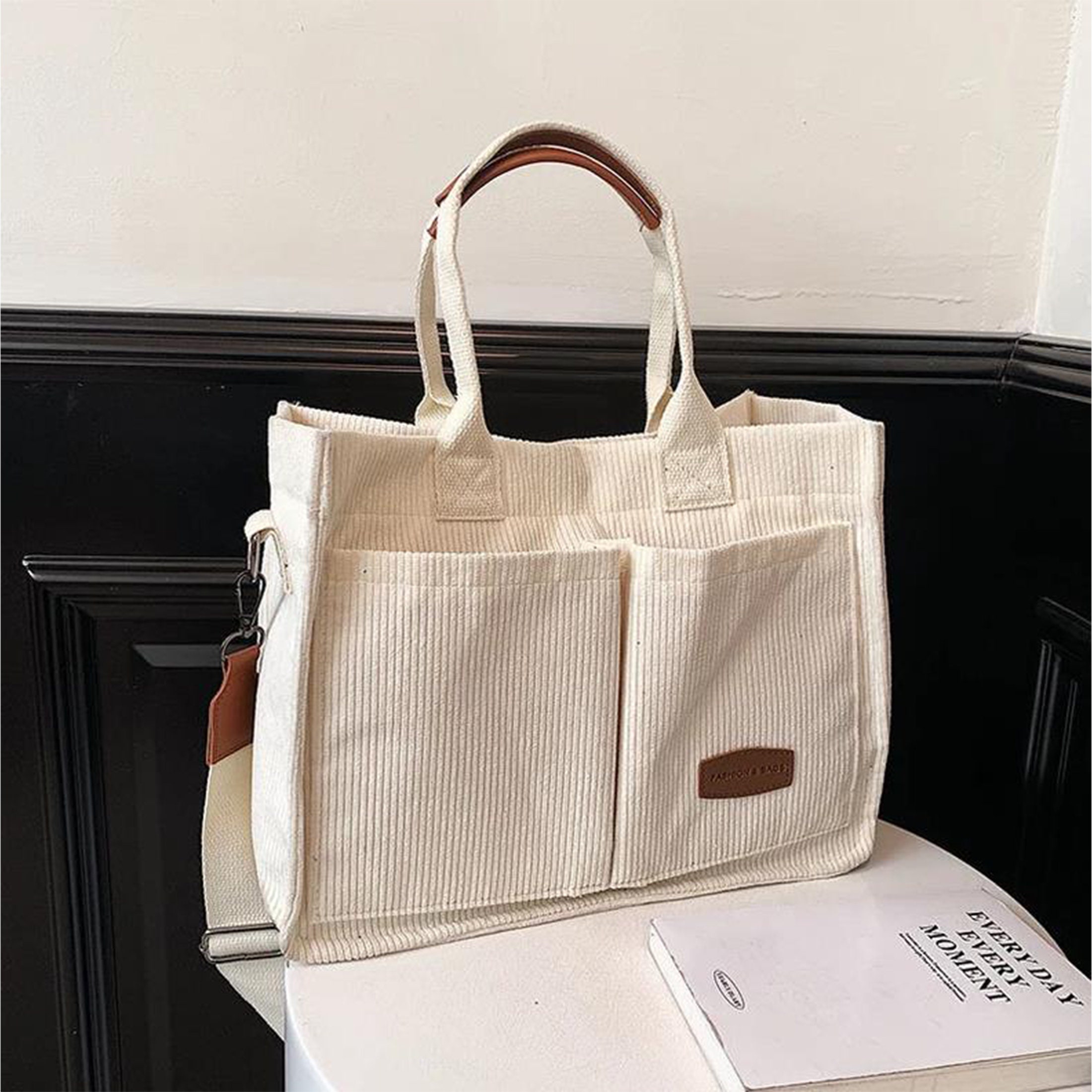 Multi Pocket Tote Canvas Bagmessenger Bagtote Bag - Etsy Australia