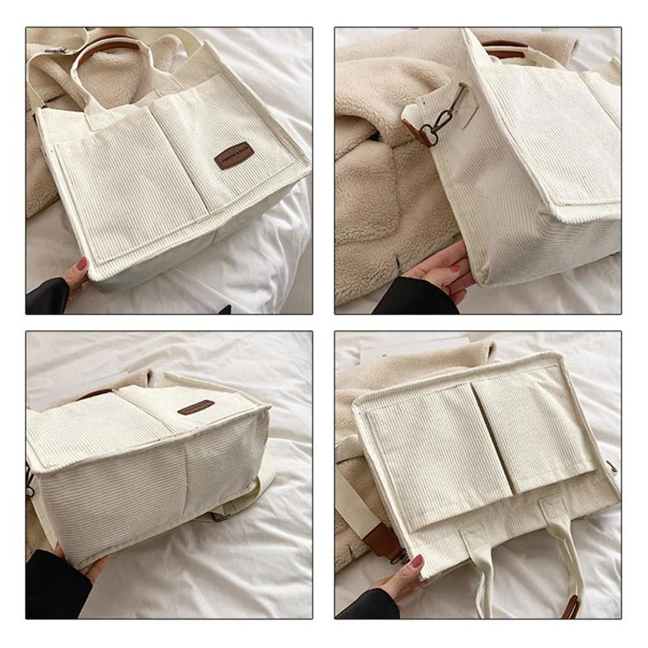 Multi Pocket Tote Canvas Bagmessenger Bagtote Bag - Etsy Australia