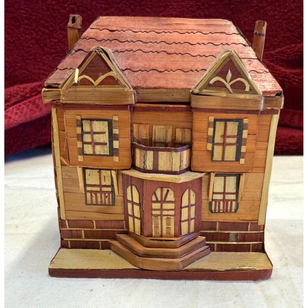 Vintage Bamboo Wicker House Trinket Box Decor C306 - Etsy
