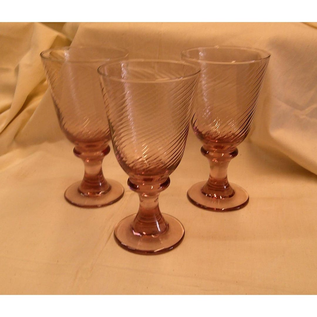 Set of 3 Vintage Libbey Pink Swirl Glass Goblets - Etsy