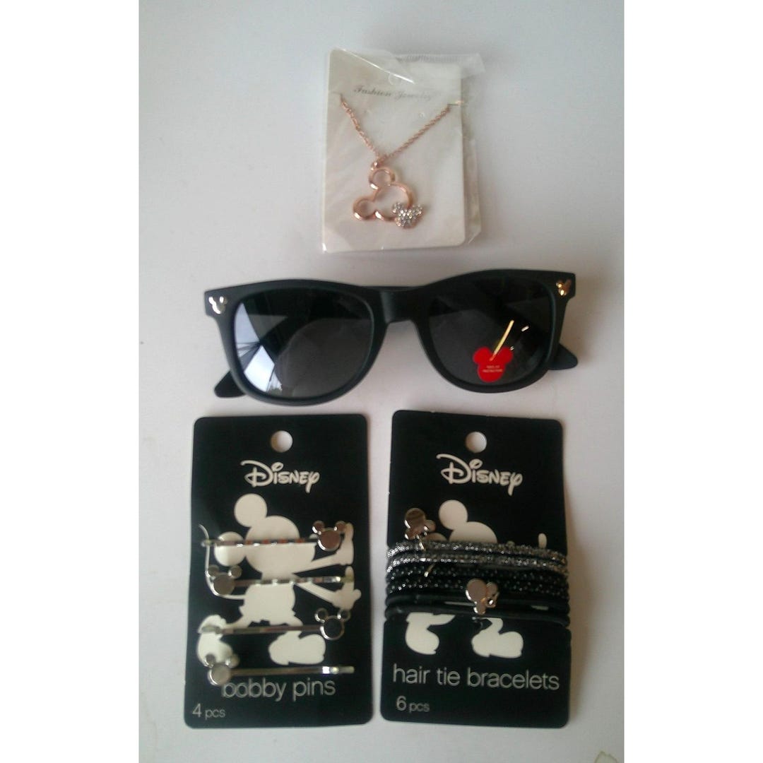 Disney Mickey Mouse Sunglasses Necklace Bobby Pins & Hair Tie Bracelets ...