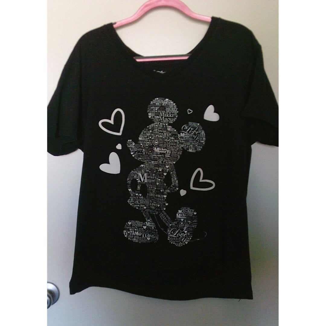 Mickey Mouse "i Love You" in Different Languages Black T-shirt Disney ...