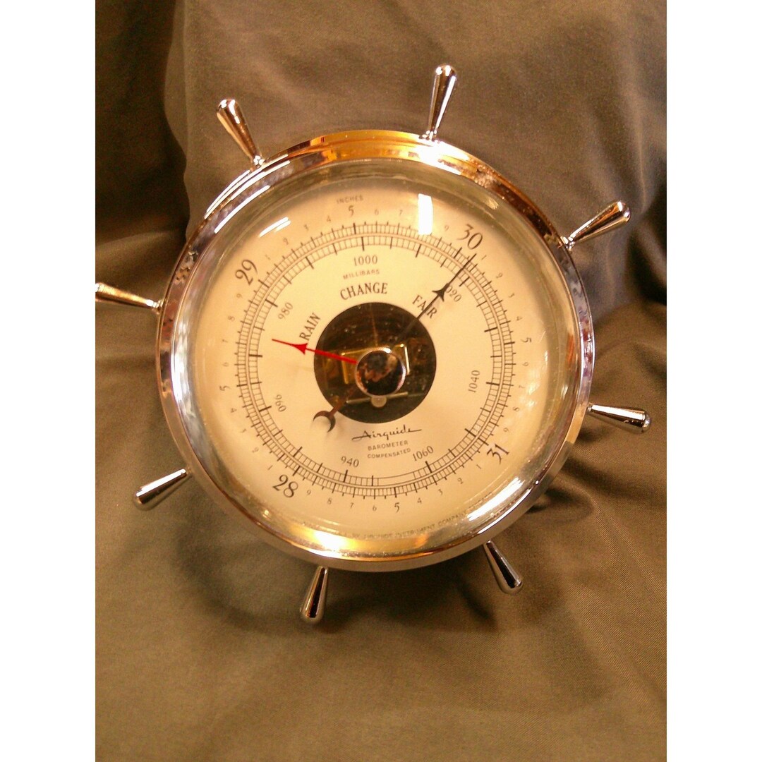 Nautical Style Brass Ships Wheel Barometer by Airguide - Etsy