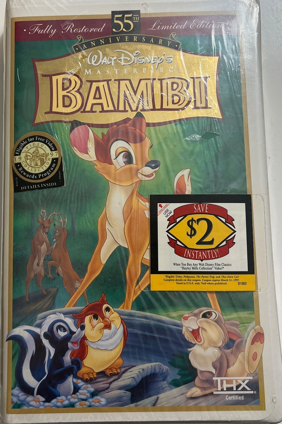 Disneys 55th Anniversary Masterpiece VHS Bambi Sealed 9505 Black ...