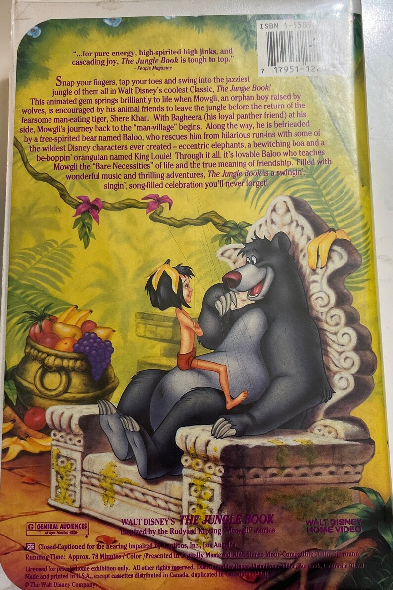 Disney's the Jungle Book VHS Movie Walt Disney 1995 VTG - Etsy