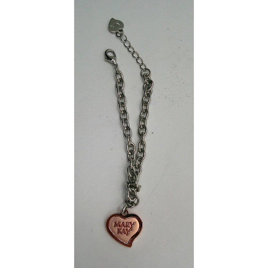 Mary Kay Silver & Rose Gold-tone Heart Charm Bracelet D51 BB - Etsy