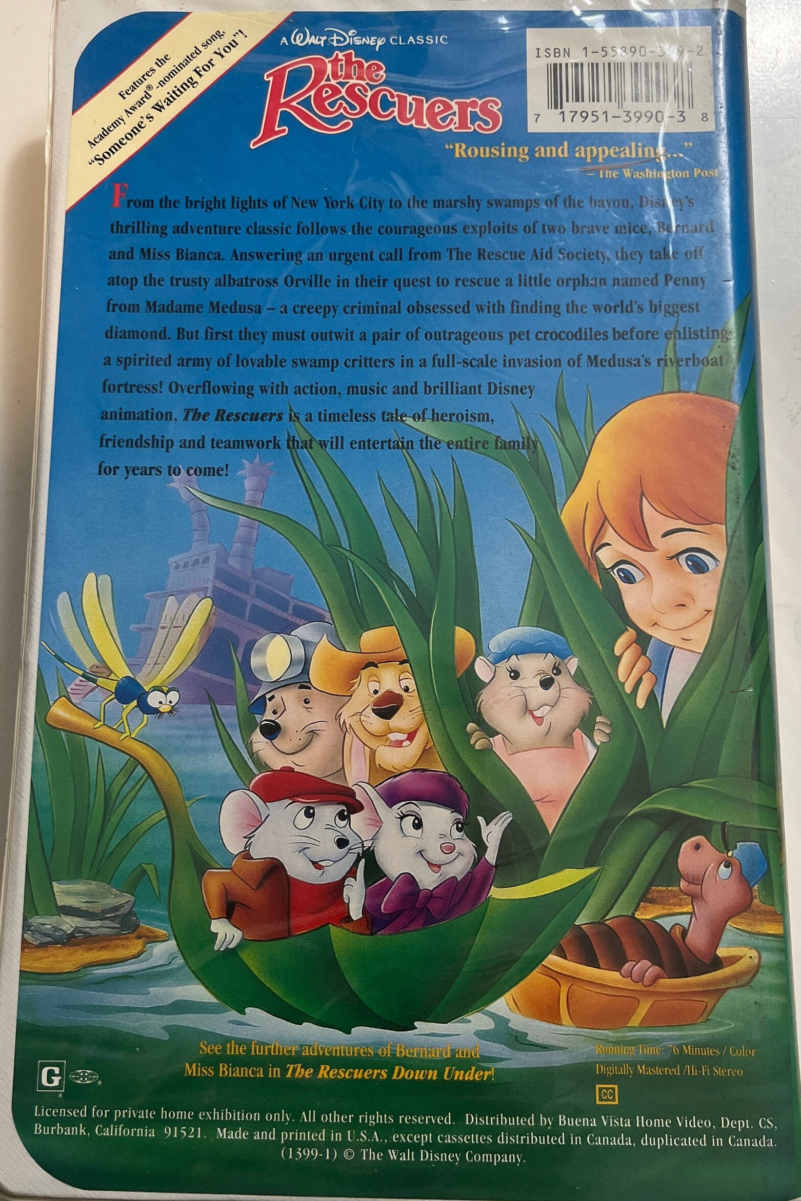 Vintage Walt Disney Classics the Rescuers VHS 1399 1992, Bernard, Miss ...