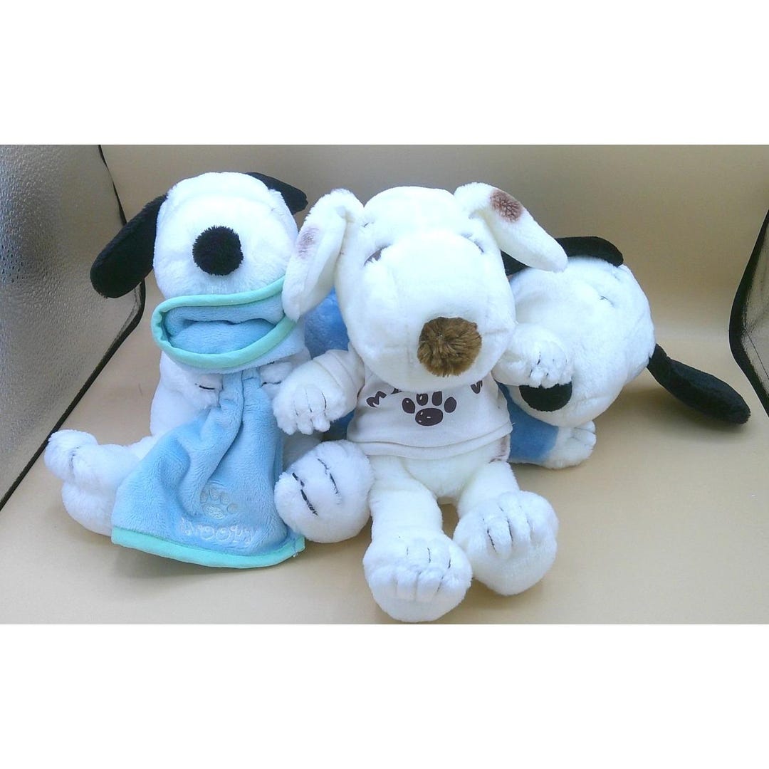 Set of 3 Snoopy Plush Toys With Blanket & Shirt Peanuts Collector AB17 ...