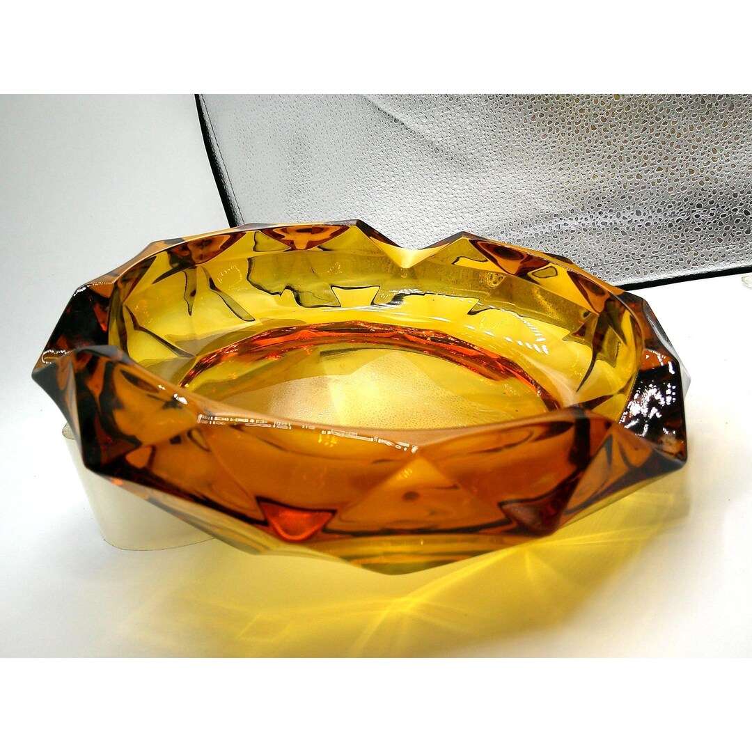 Vintage Amber Glass Ashtray X22 A - Etsy