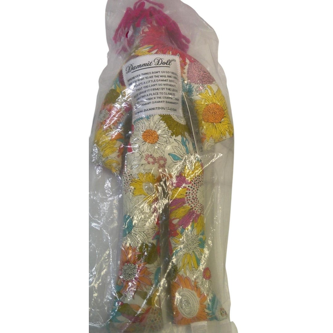 Dammit Doll Stress Relief Toy With Floral Pattern & Pink Hair - 12 ...