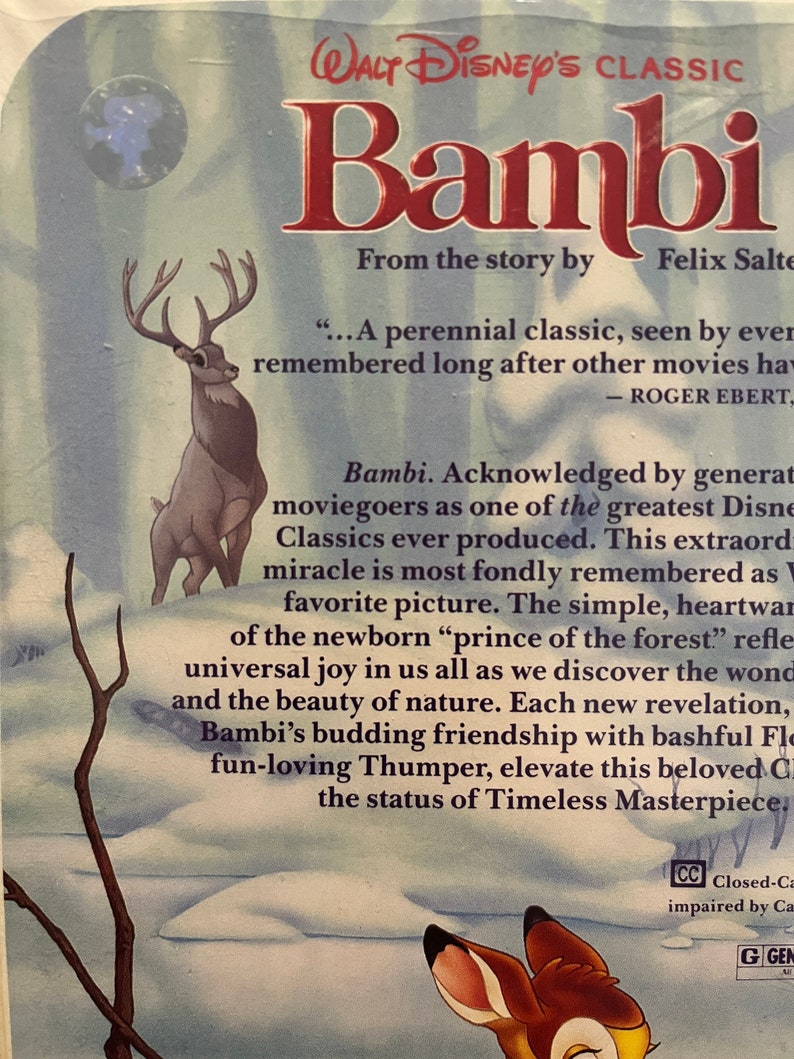 Walt Disney's Classic Bambi VHS Black Diamond Edition 942 Red Signature ...