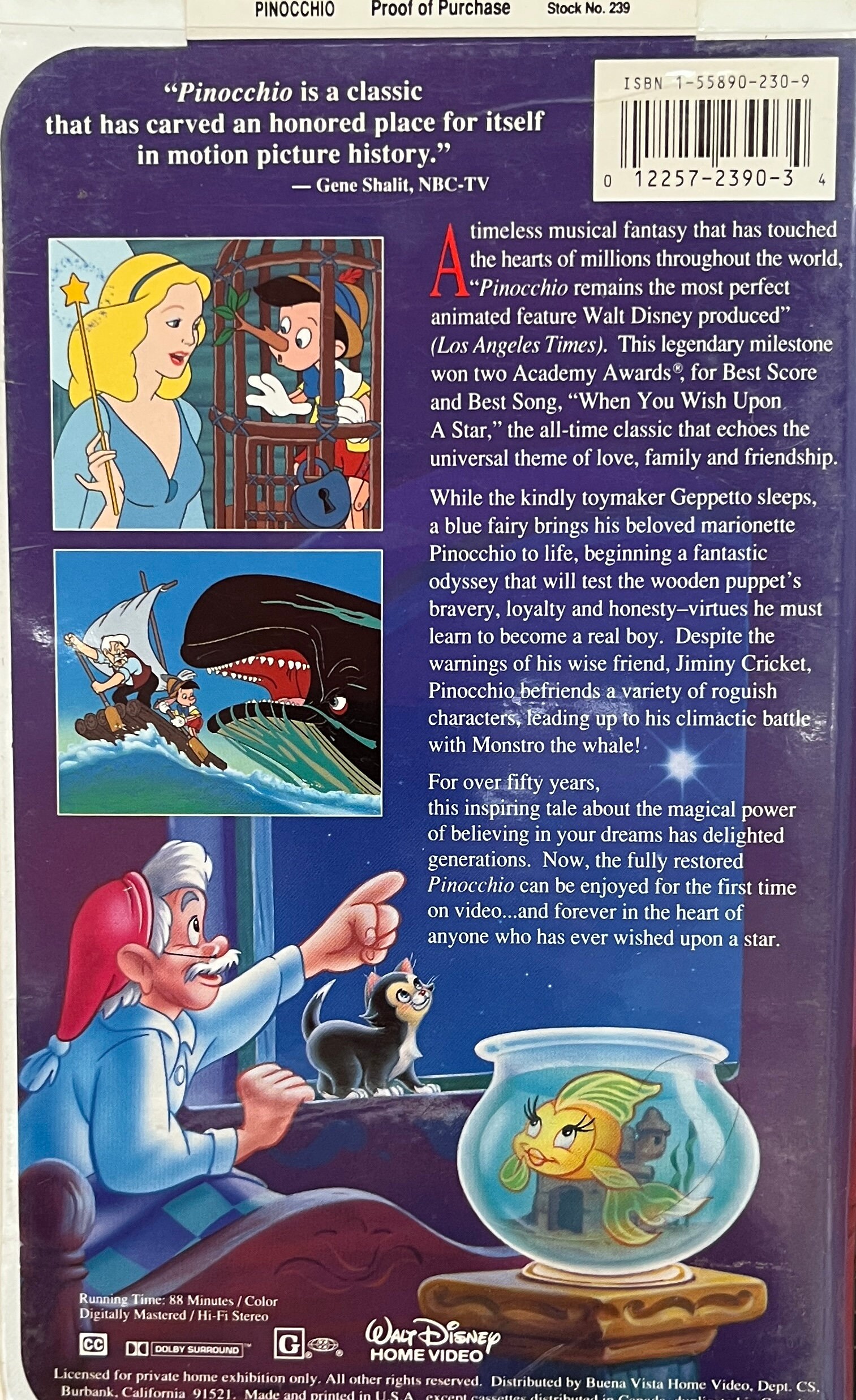 Pinocchio VHS 239 Walt Disney Masterpiece Edition Ultra Rare Good ...