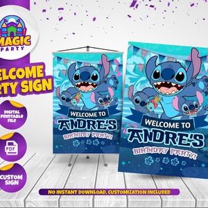 Letrero de bienvenida de Stitch y Ángel (2 opciones de diseño ...