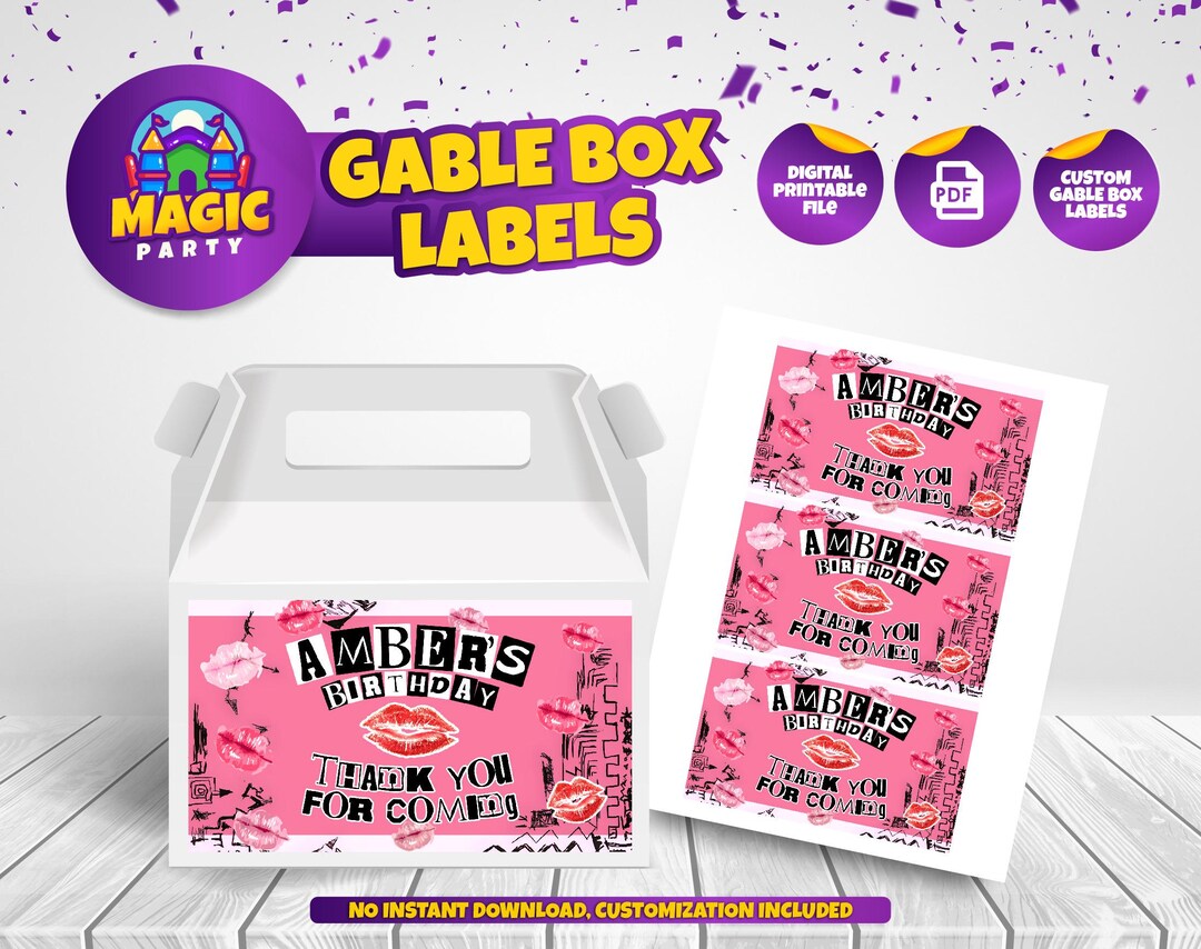 Burn Book Gable Box Label - Printable Label - Party Treats - Editable ...