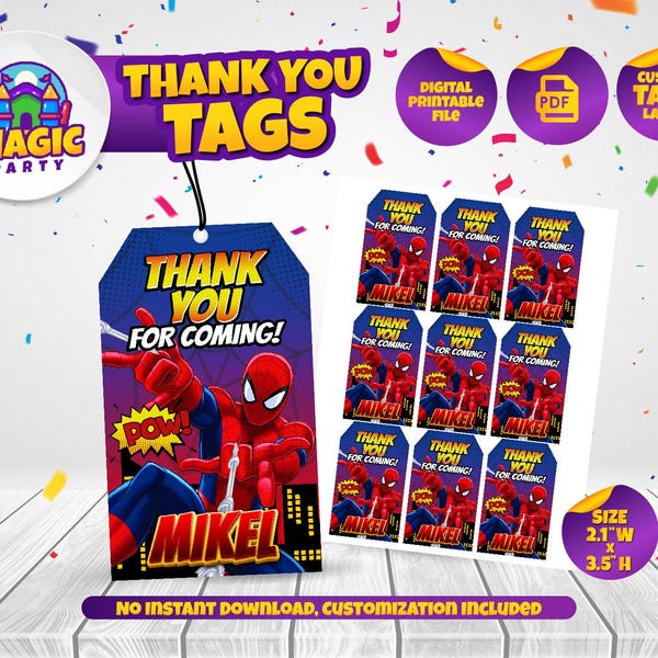 Spiderman Printable Name Tag - Etsy