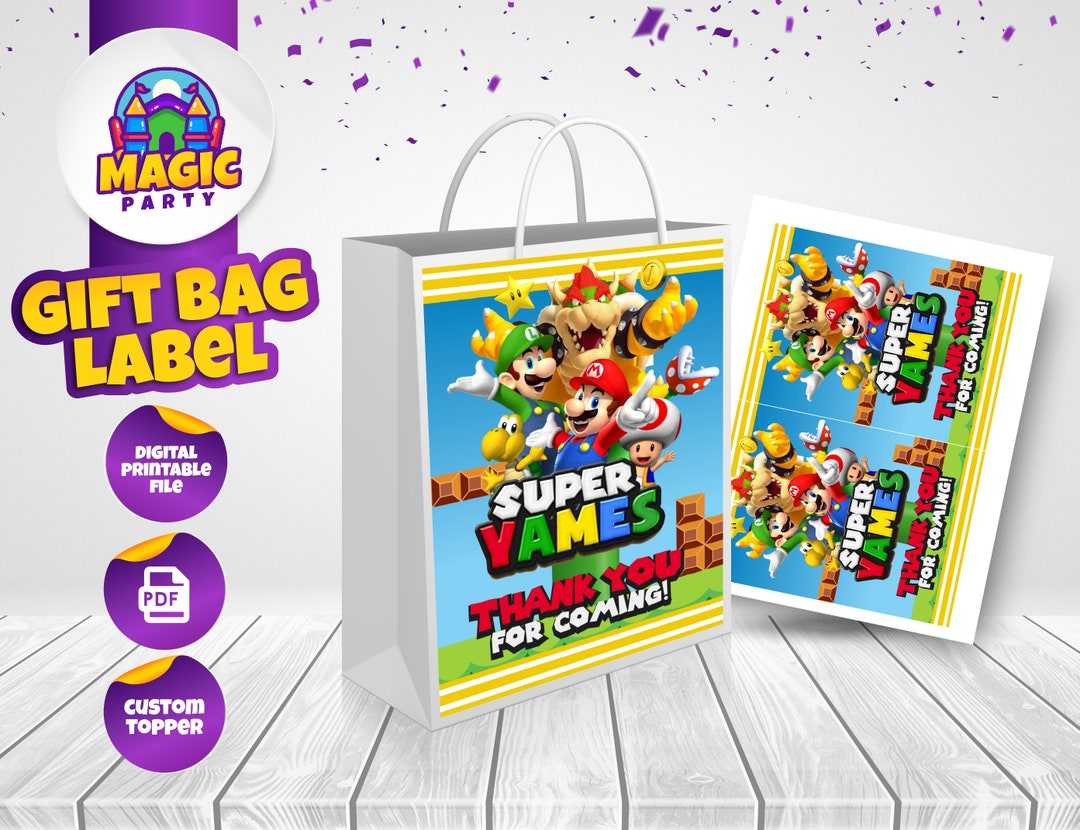 Super Mario Labels for Party Favor Bags Kids Candy Bags Gift Bags ...