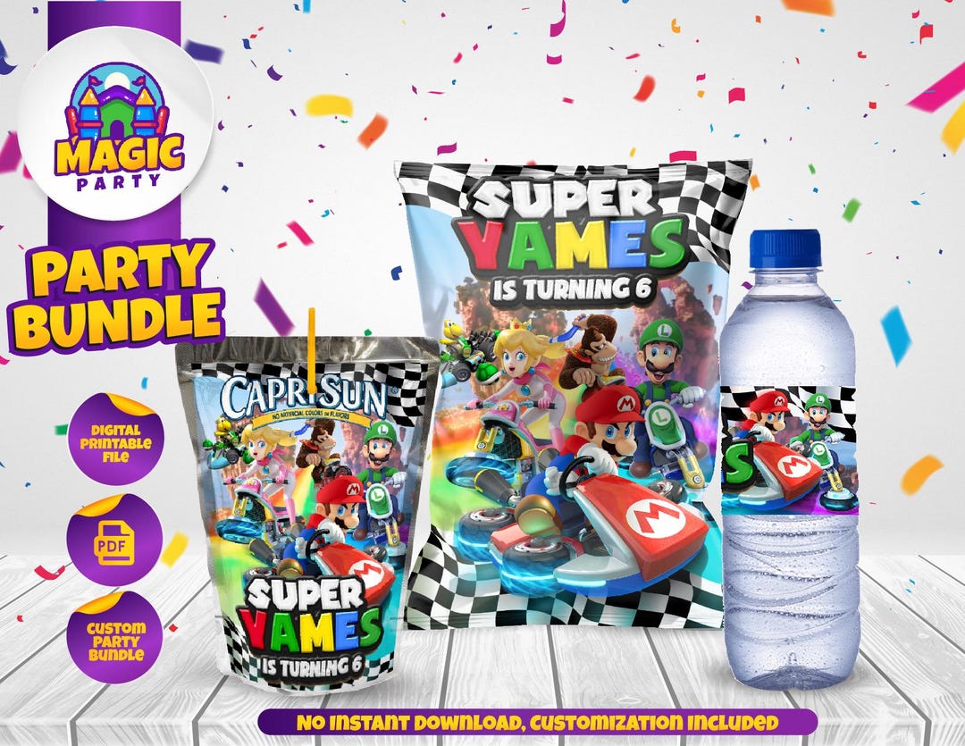 Super Mario Kart - Birthday Party Bundle - Party Treats - Chip Bag ...