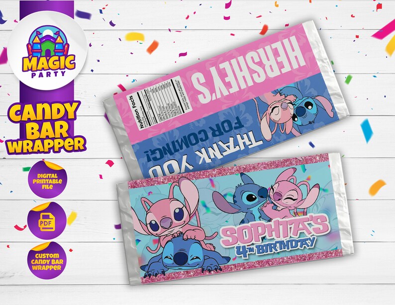 Stitch and Angel Candy Bar Wrapper 5.2 X 5.8 Printable - Etsy