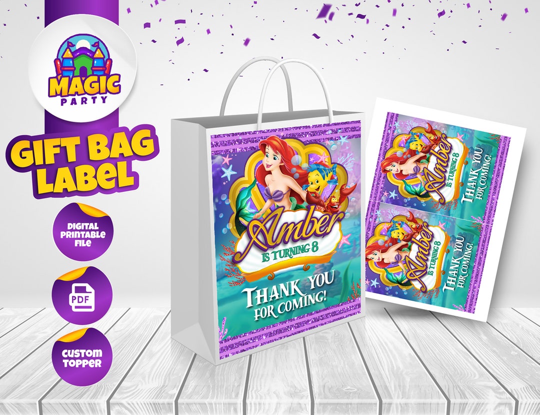 Ariel Label for Party Favor Bags 5x7 Size Birthday Souvenir Candy Bags ...