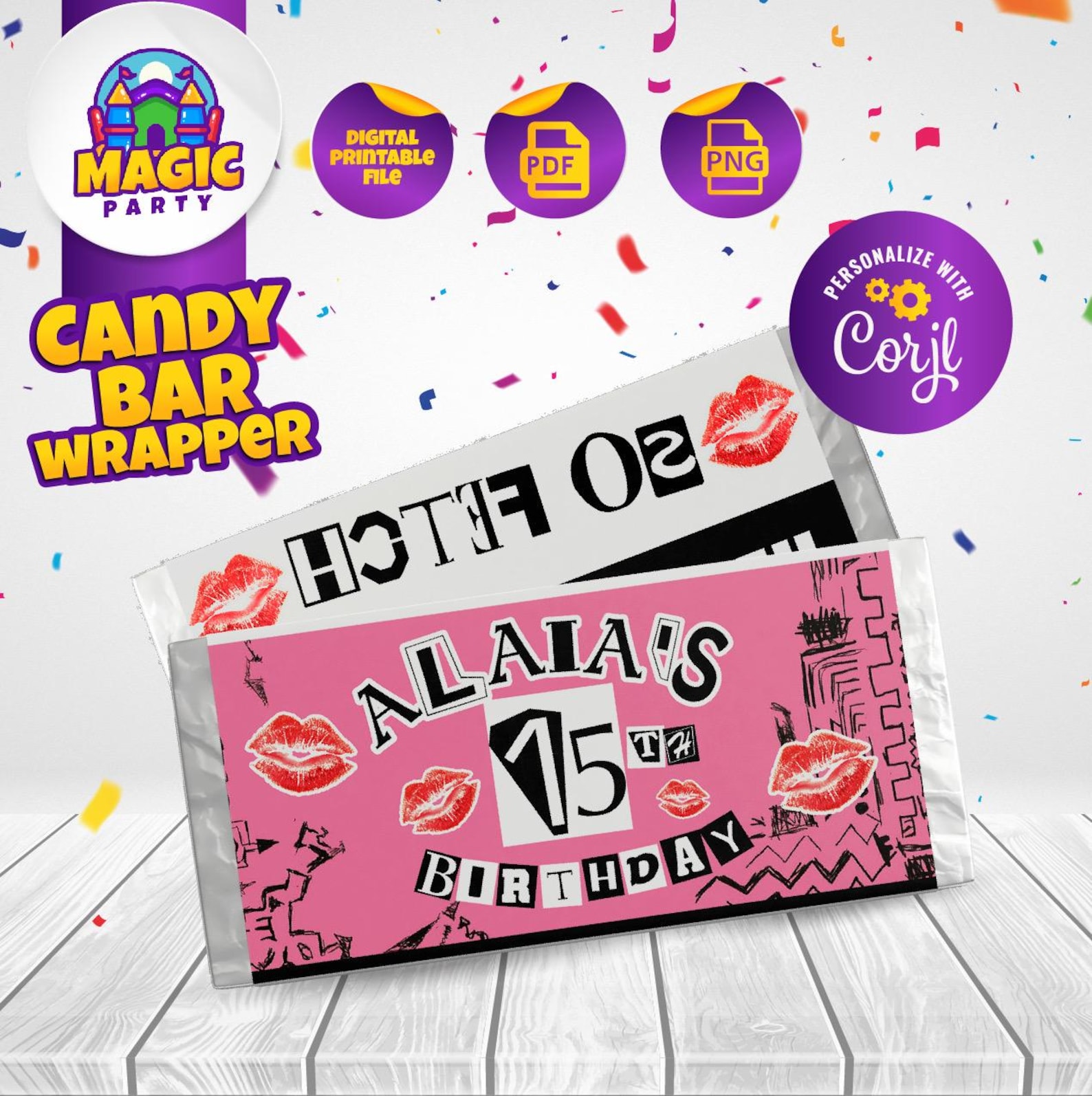 Burn Book Candy Bar Wrapper - 5.2 X 5.8" Printable Labels - Chocolate ...