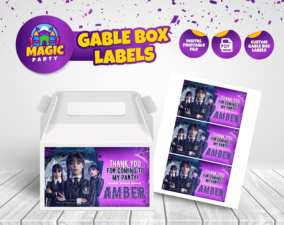 Wednesday Label Gable Boxes Printable Party Treats Editable Template ...