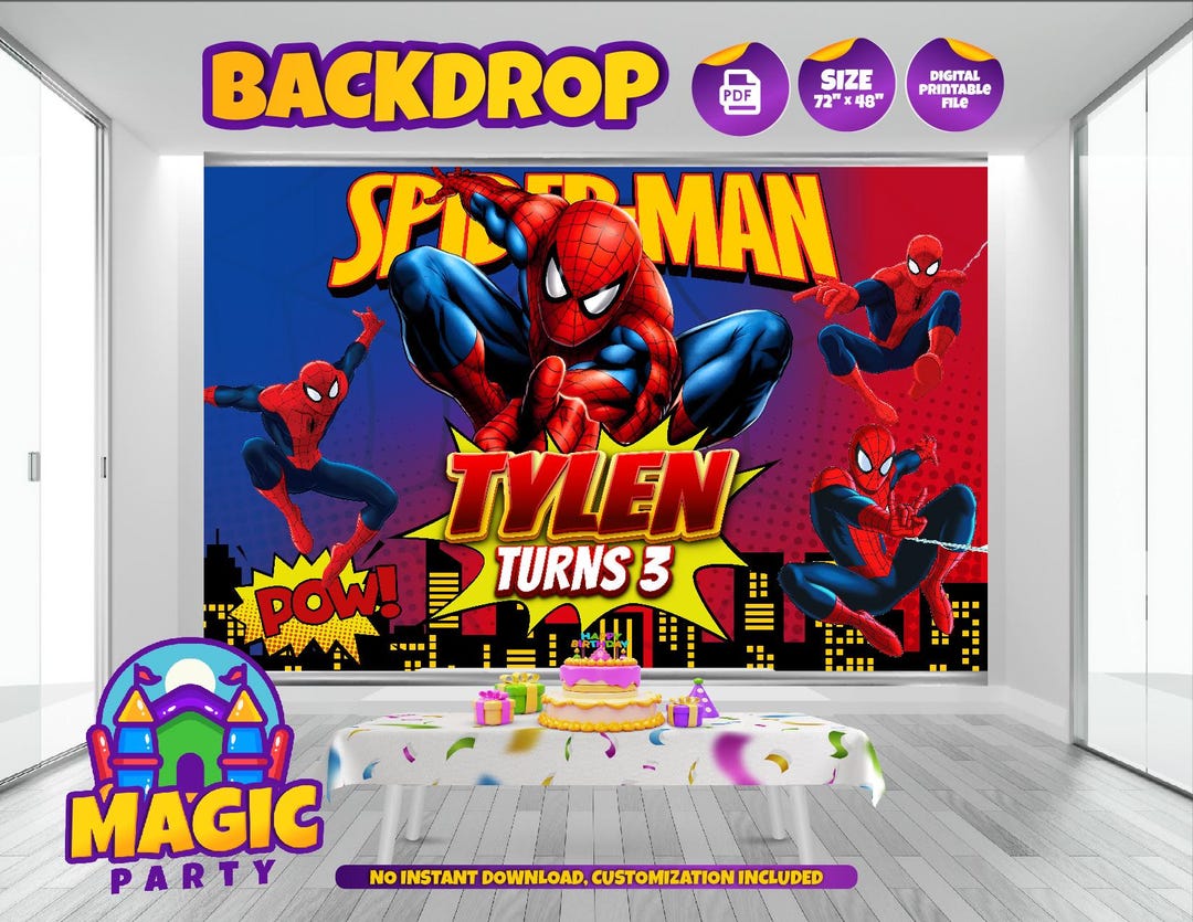 Spiderman Backdrop 72''x48'' (2 Design Options) - Customizable ...