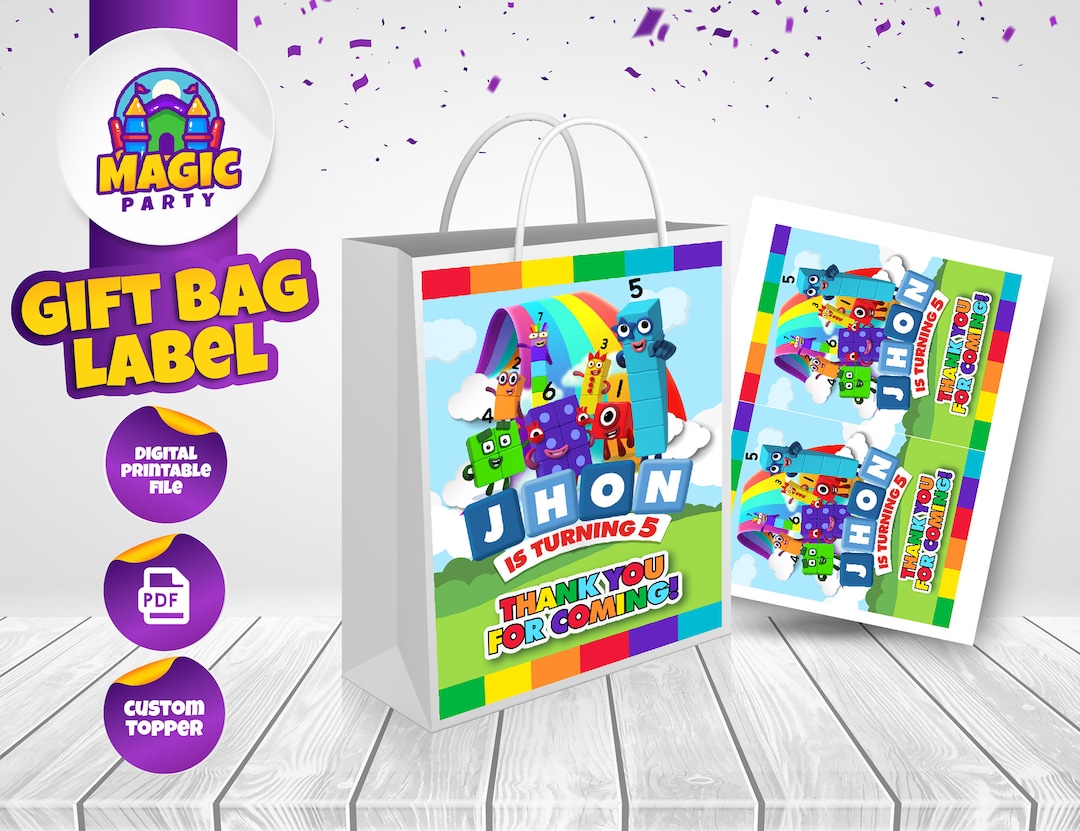 Numberblocks Label for Party Favor Bags - 5x7 Size - Birthday Souvenir ...