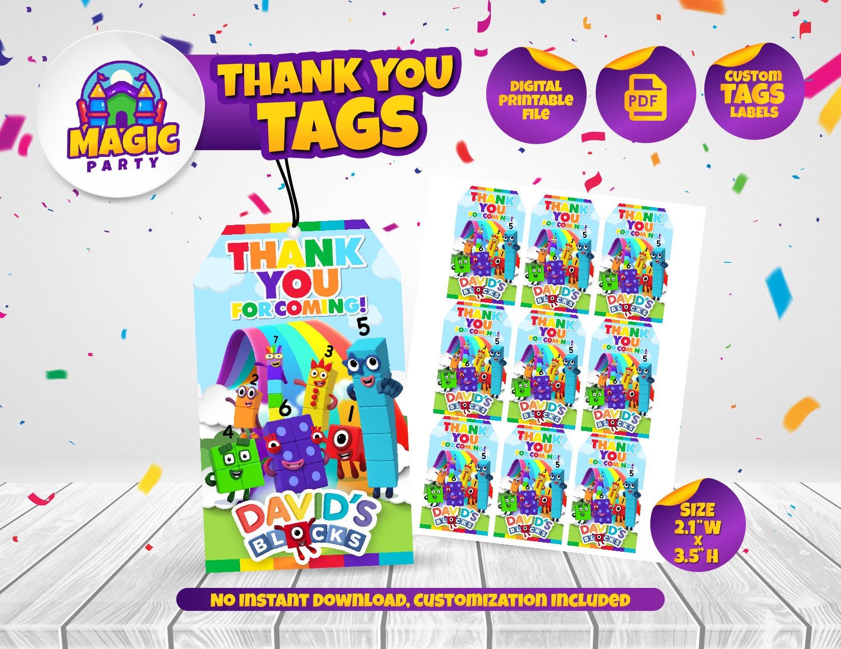 Numberblocks Thank You Tags - 2.1x3.5in - Gift Tag - Favor Tags ...