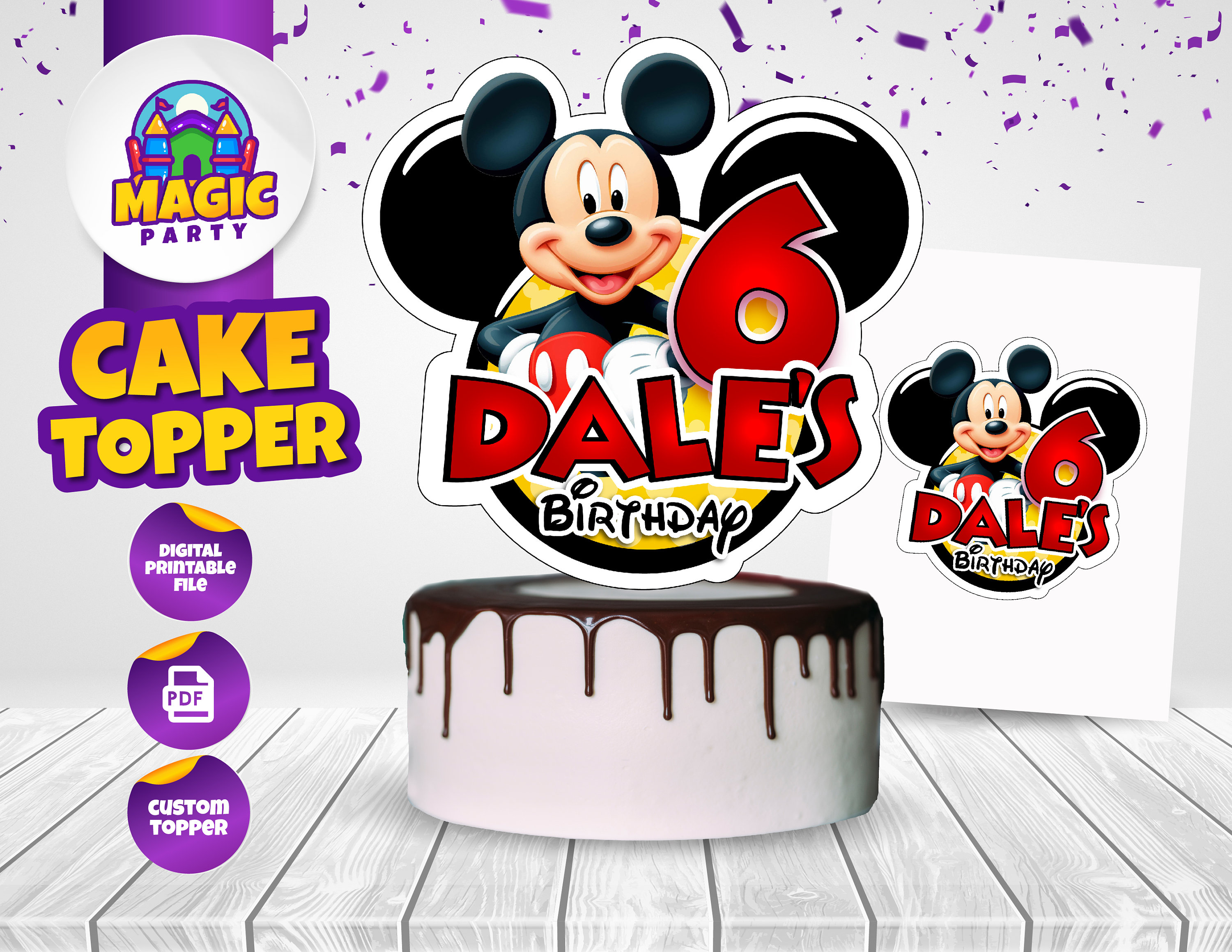 Mickey Mouse Cake Topper Birthday Decoration 8.5x11 Printable ...