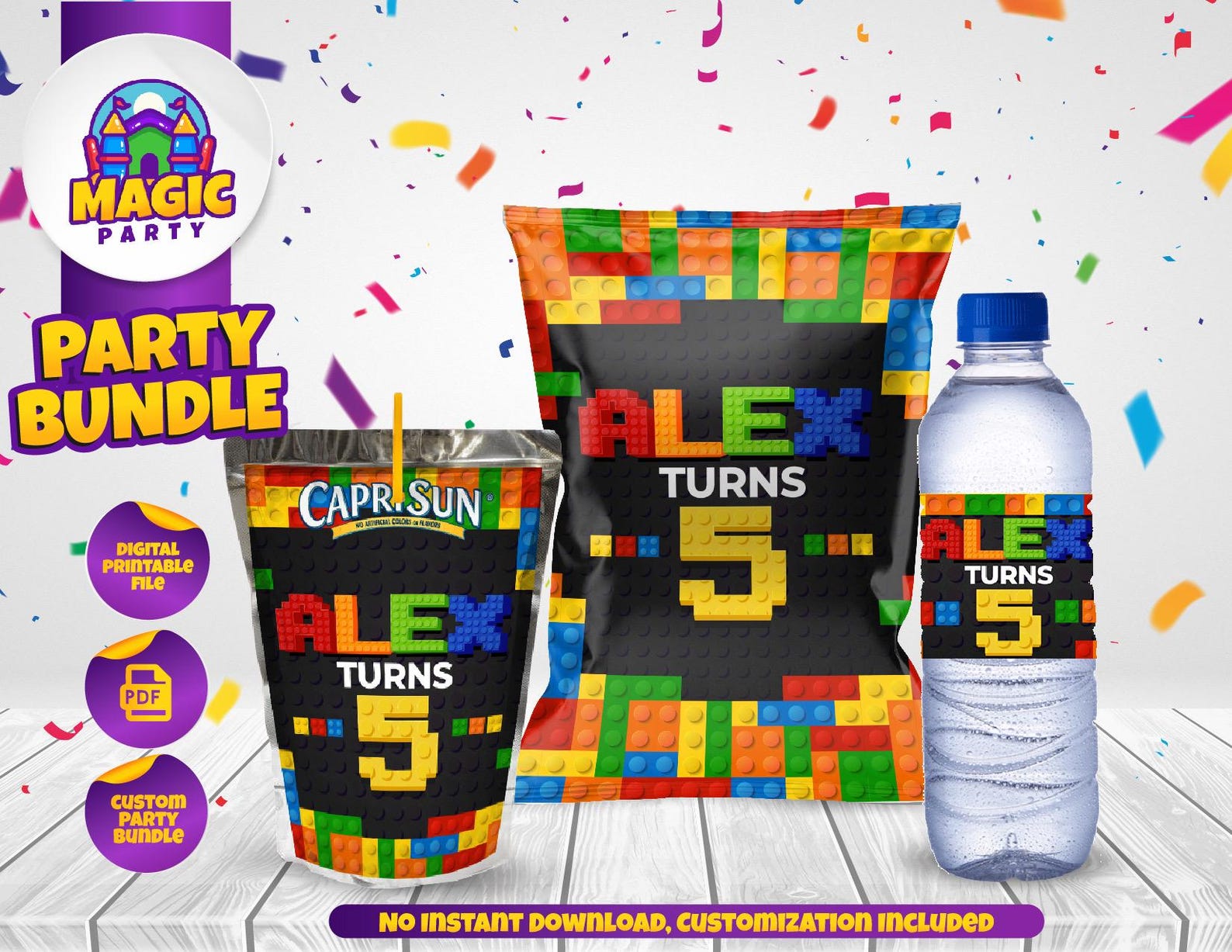 Color Blocks Birthday Party Bundle - Tetris Party Treats - Chip Bag ...