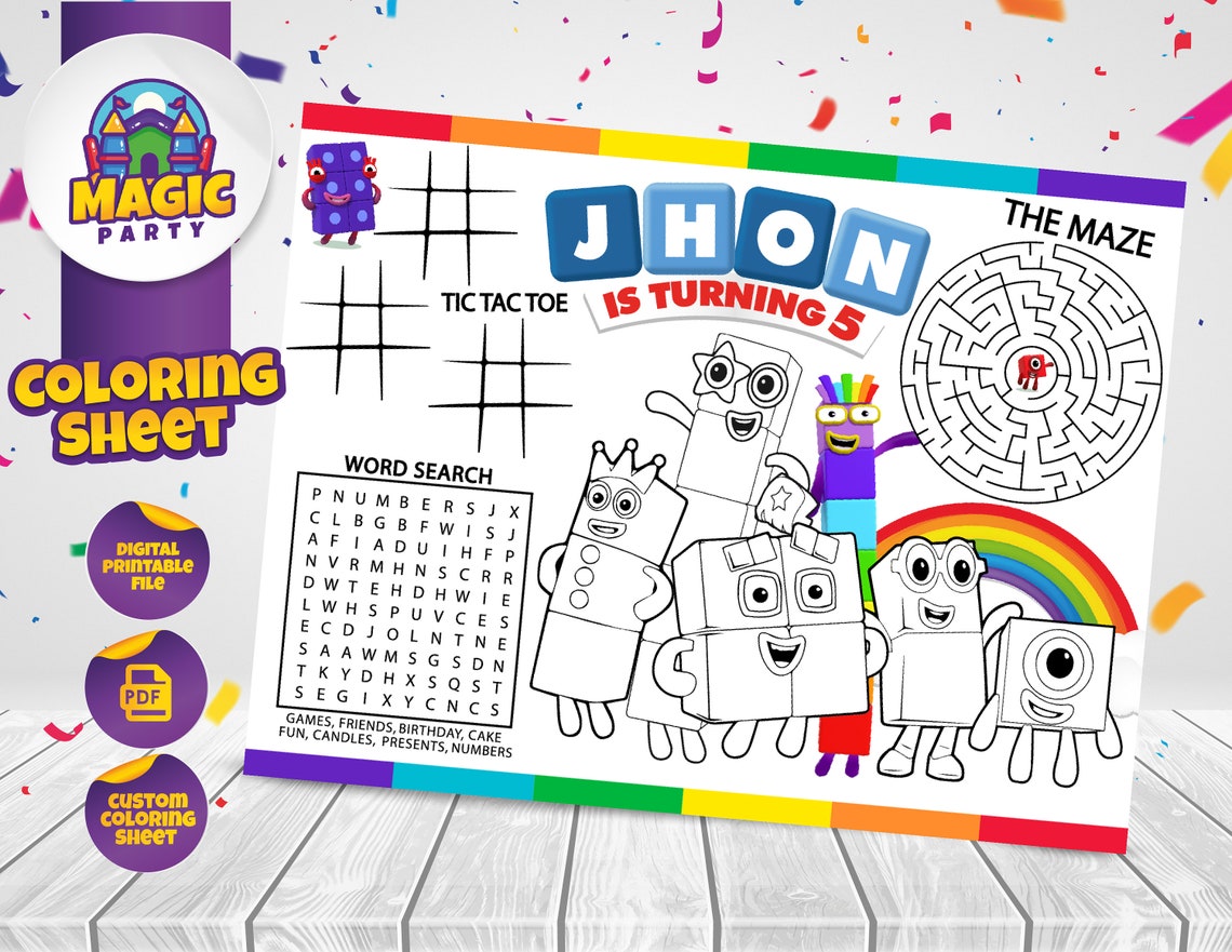 Numberblocks Coloring Sheet Party Activity Birthday - Etsy