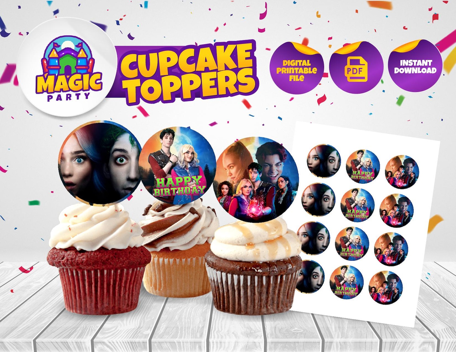 Zombies 4 Cupcake Toppers - 2inch - *instant Download* - Birthday Party ...