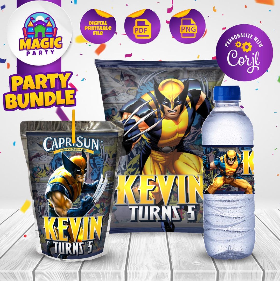 Wolverine Party Bundle - Comic Treats - Heroe Chip Bag - Capri Sun ...