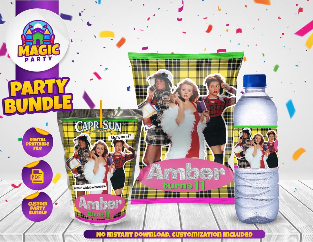 Clueless Party Bundle - Party Treats - Chip Bag - Capri Sun Labels ...