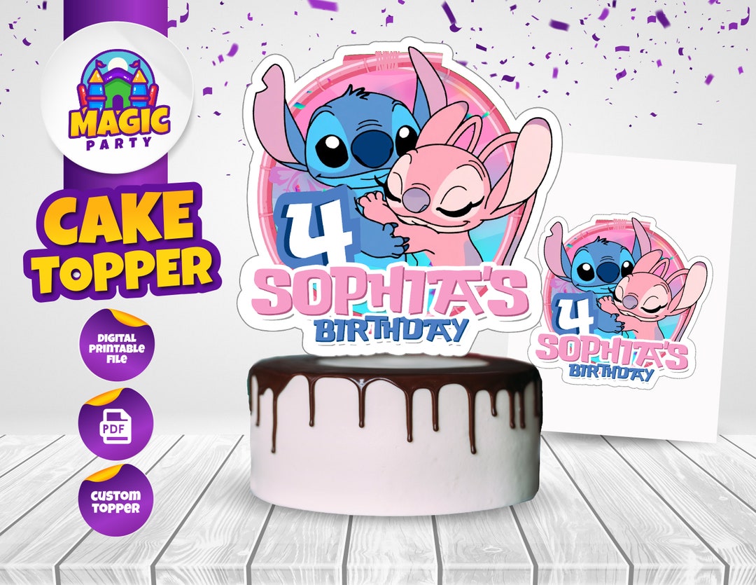 Stitch & Angel Cake Topper - Birthday - Decoration - 8.5x11 Printable ...