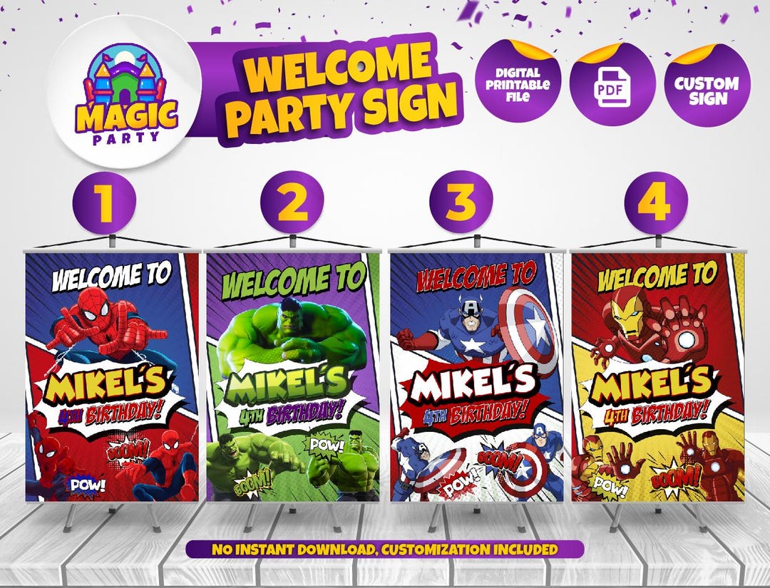 Avengers Welcome Sign - 17x25in - Birthday Entrance Sign - Custom ...