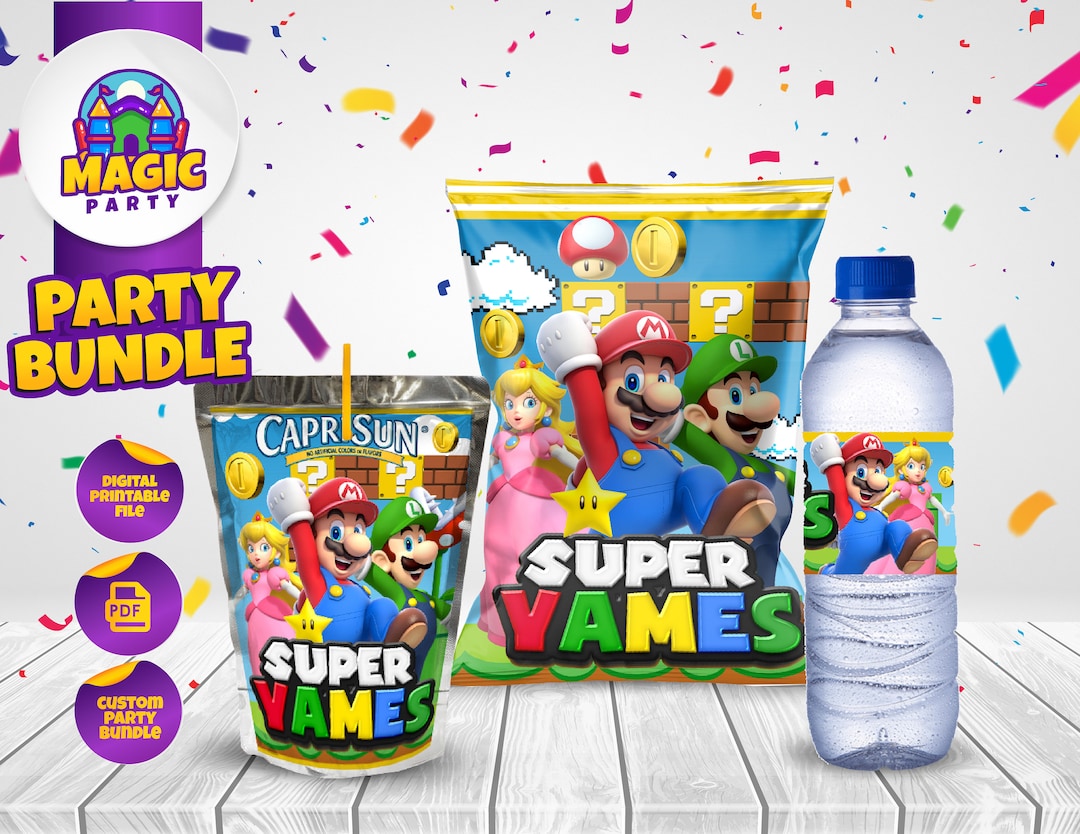 Super Mario Birthday Party Bundle Party Treats Chip Bag Capri Sun ...