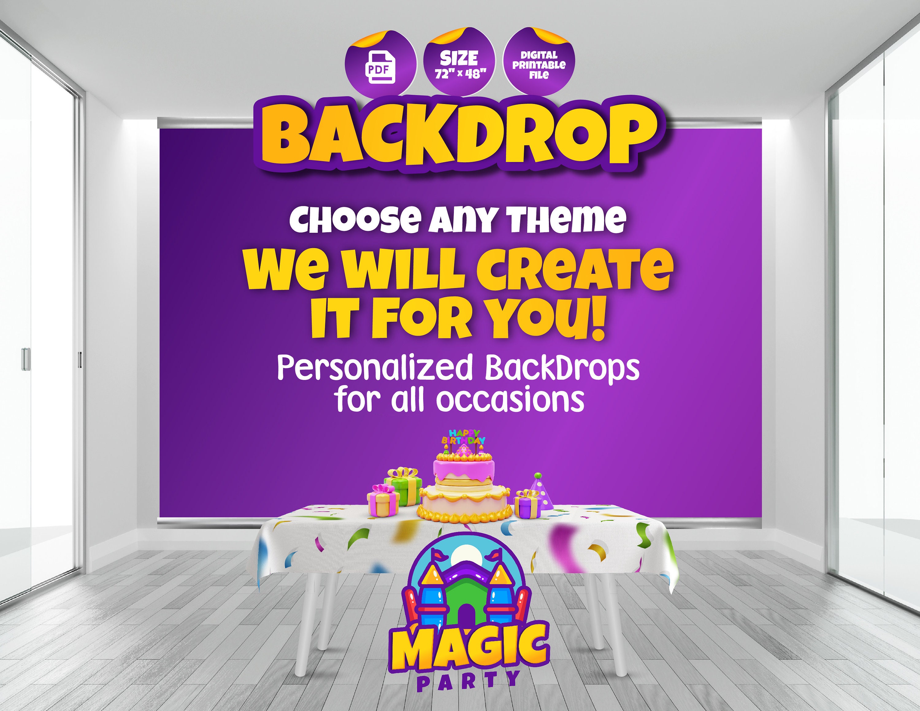 Super Bowser Backdrop 72''x48'' - Customizable - Birthday Backdrop ...