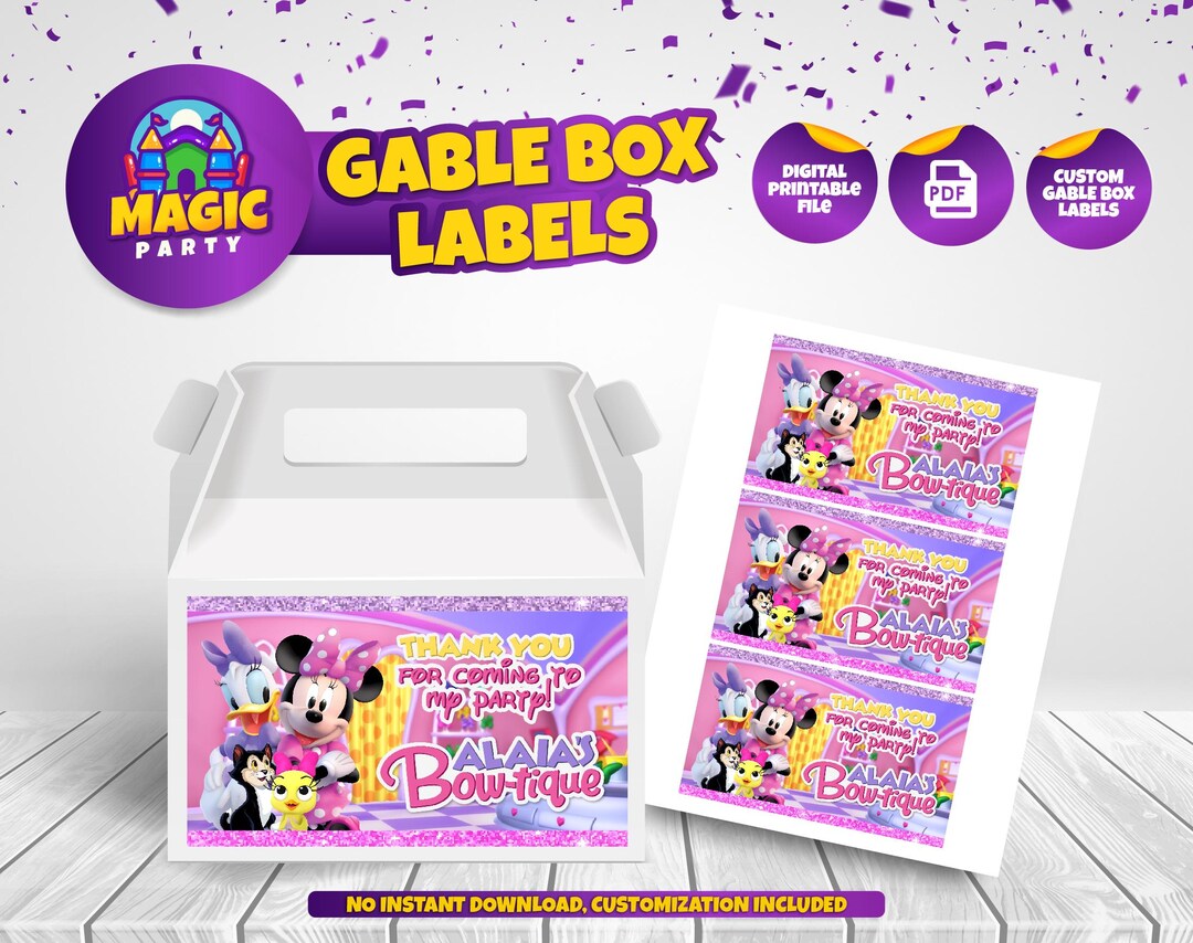 Minnie Bow-tique Gable Box Label - Printable - Party Treats - Template ...