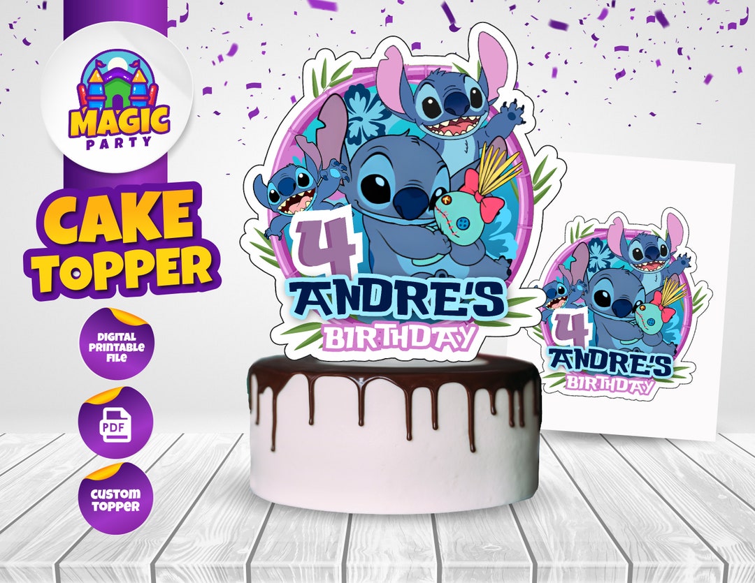 Stitch Cake Topper Birthday Decoration 8.5x11 Printable Personalized ...