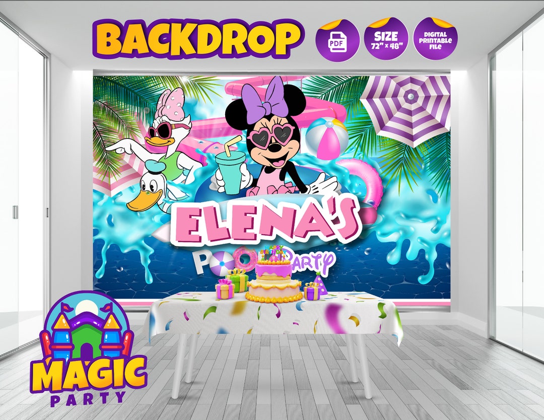 Minnie Party Backdrop 72''x48'' (3 Design Options) - Customizable ...