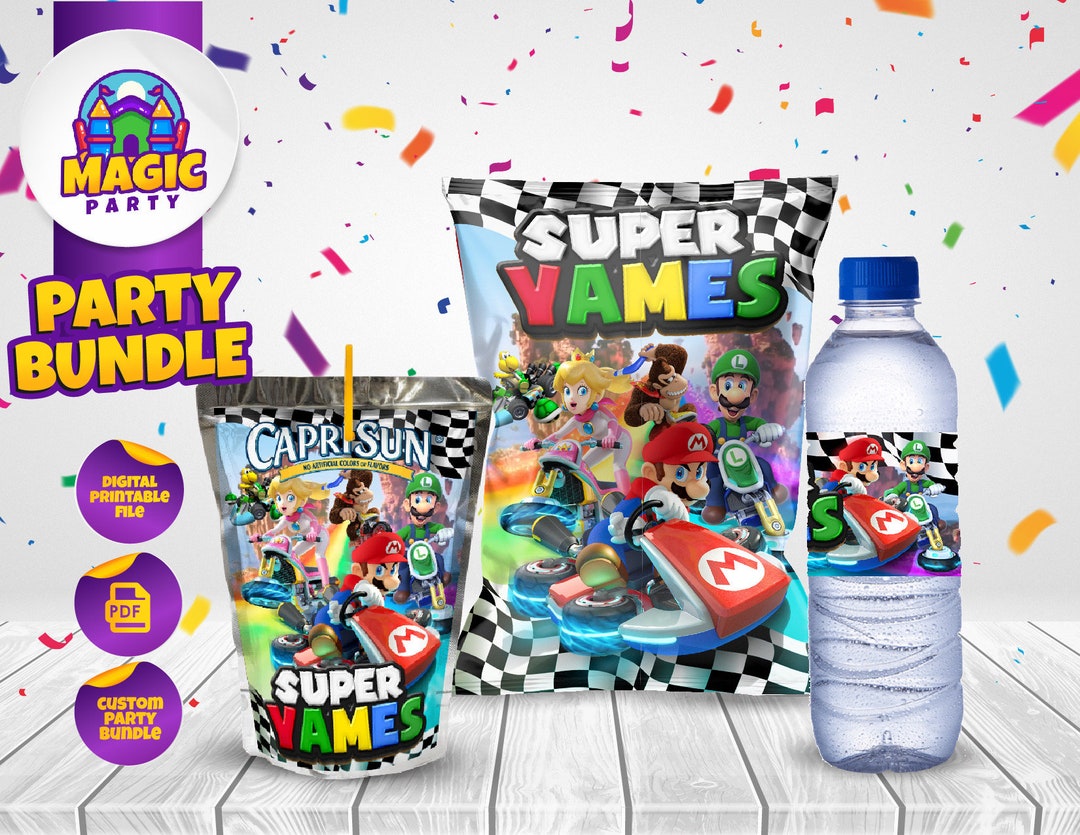 Super Mario Kart Birthday Party Bundle Party Treats Chip Bag Capri Sun ...