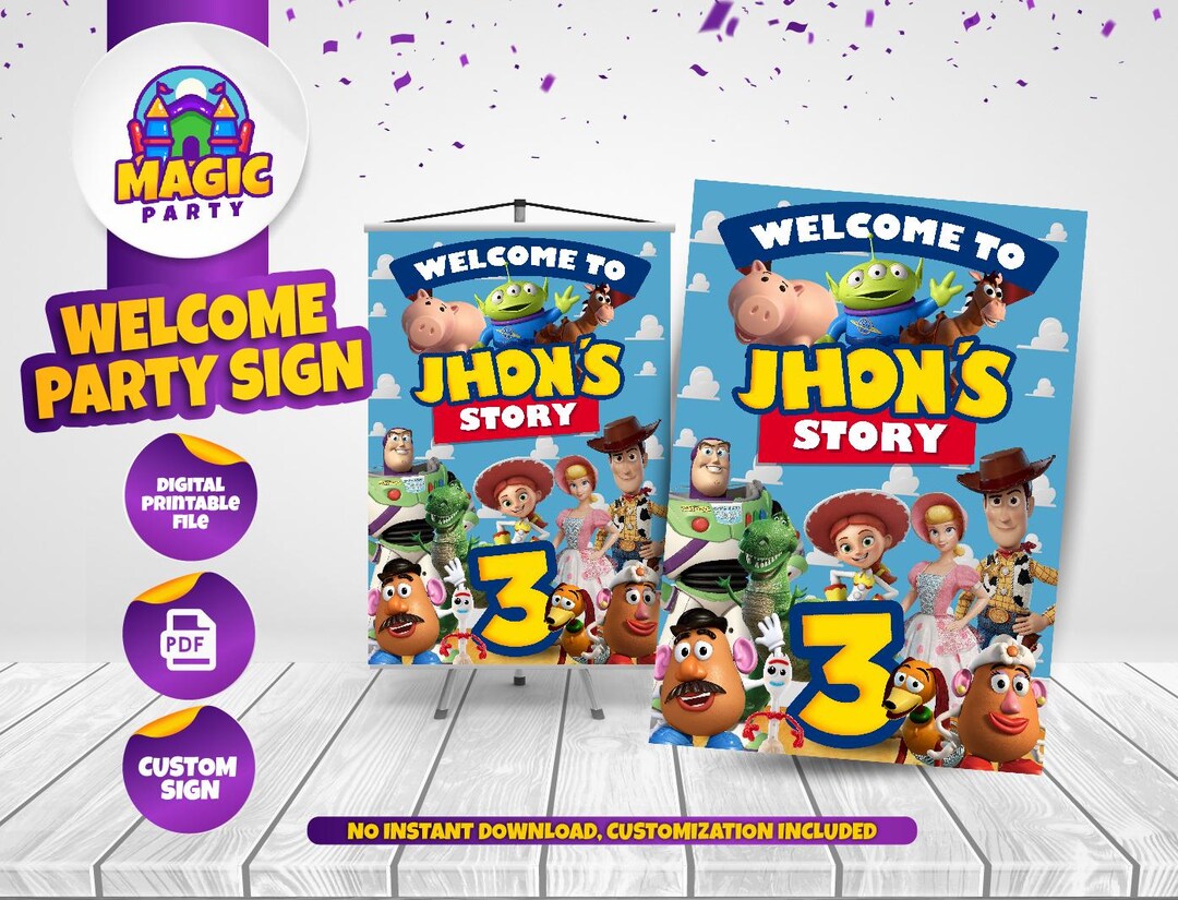 Toy Story Welcome Sign - 17x25in- Birthday Sign - Poster - Banner ...