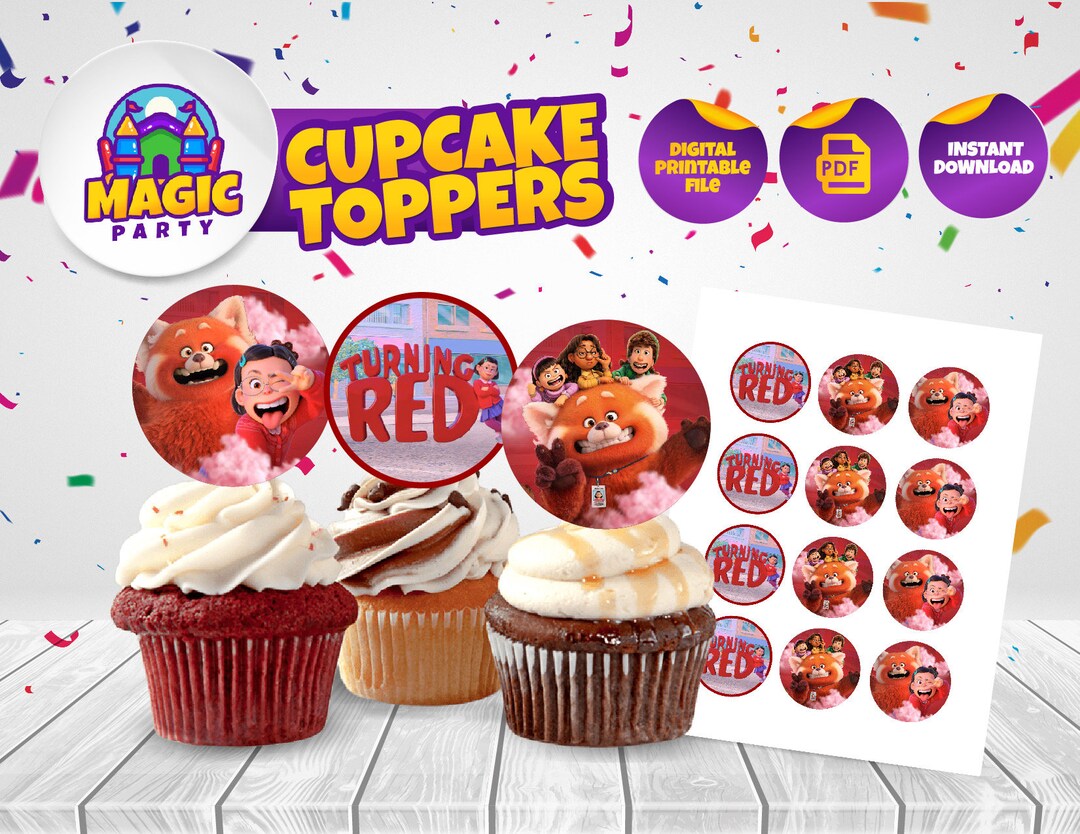 Turning Red Cupcake Topper instant Download Birthday Party - Etsy