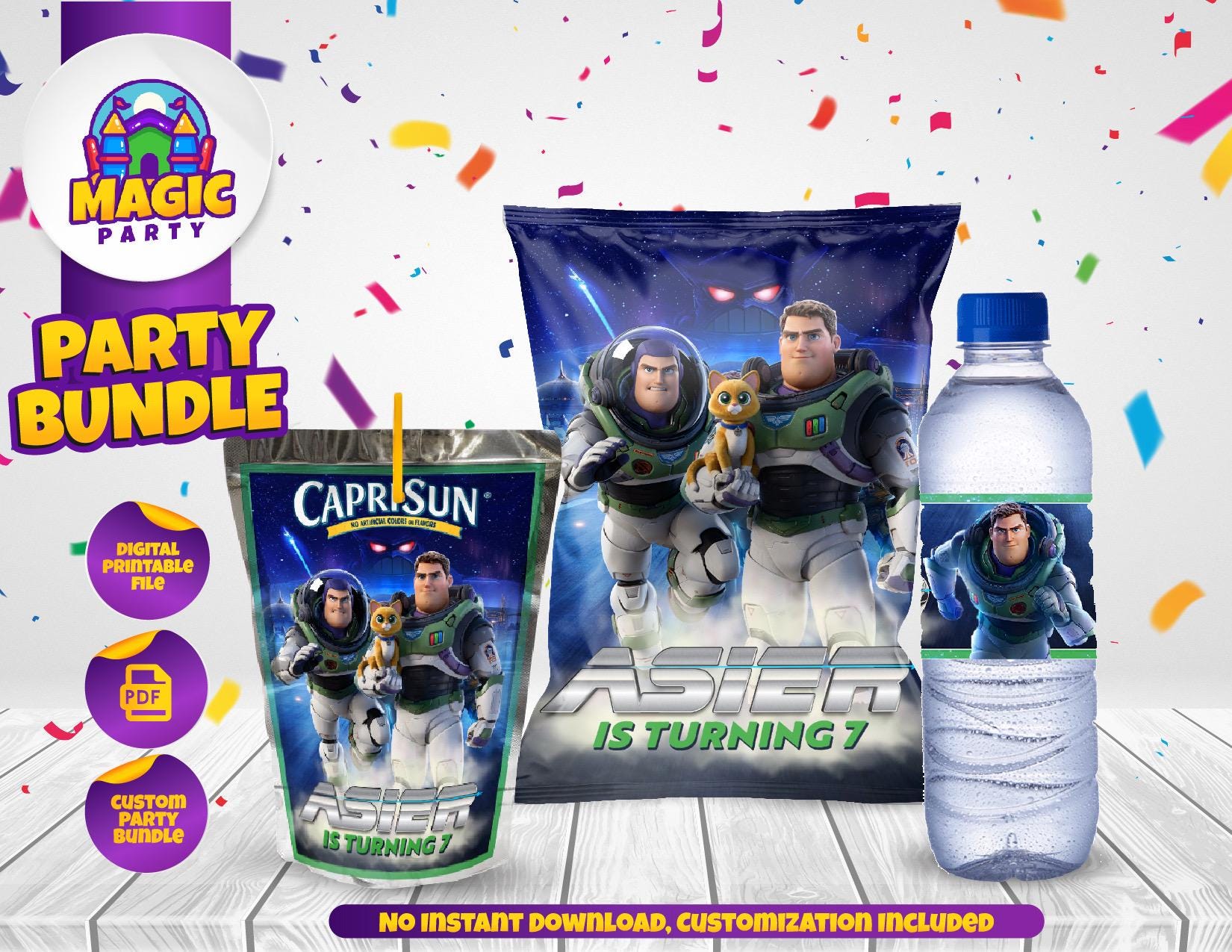 Buzz Lightyear Toy Story Party Bundle - Party Treats - Chip Bag - Capri ...