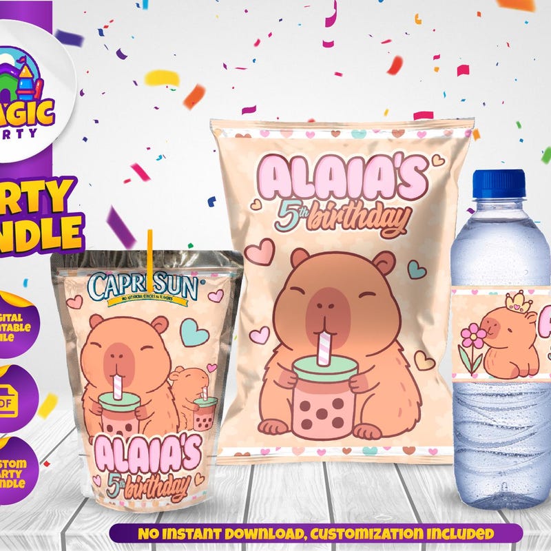 Capybara Birthday Labels - Etsy UK