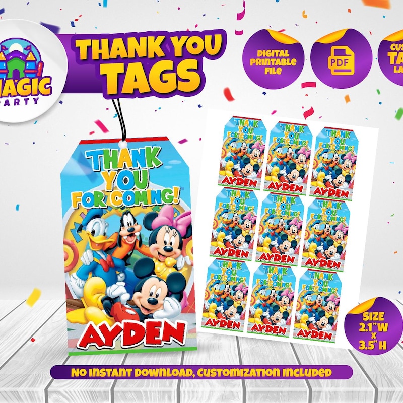 Mickey mouse tag printable - Etsy.de